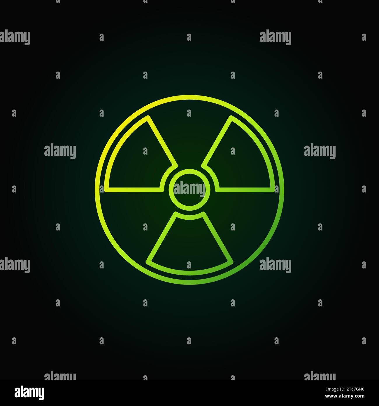 Radiation outline green icon - vector nuclear power sign or logo ...
