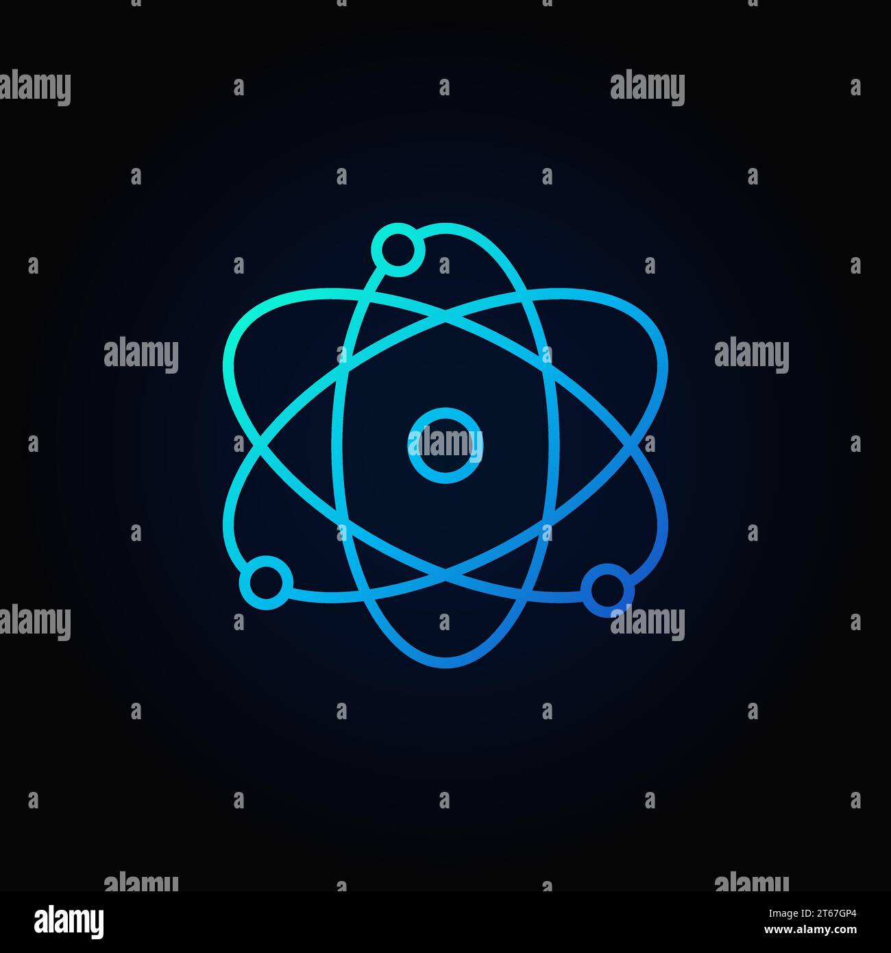 Atom blue icon. Vector atomic energy concept colorful outline sign on ...
