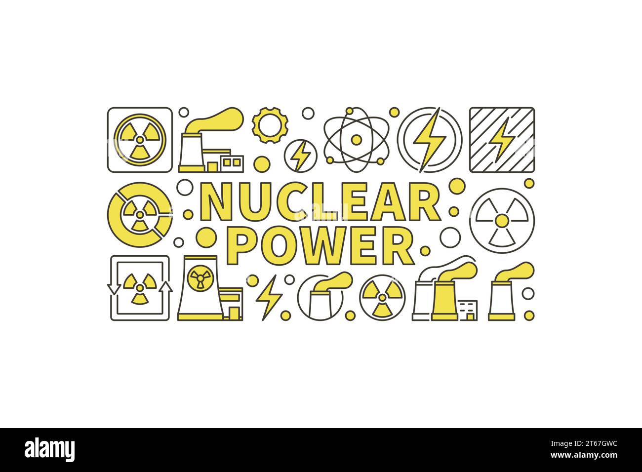 Creative nuclear power illustration - vector modern outline concept ...