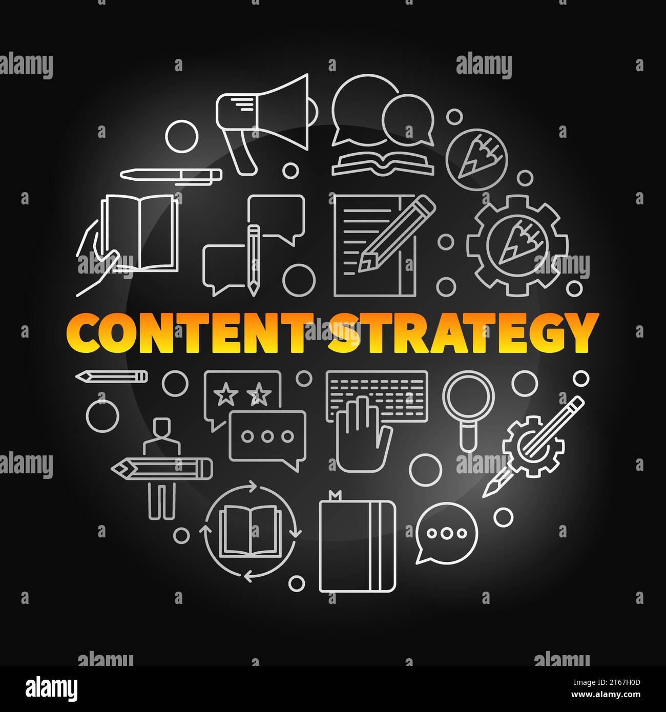 Content Strategy round vector colored concept illustration made with ...
