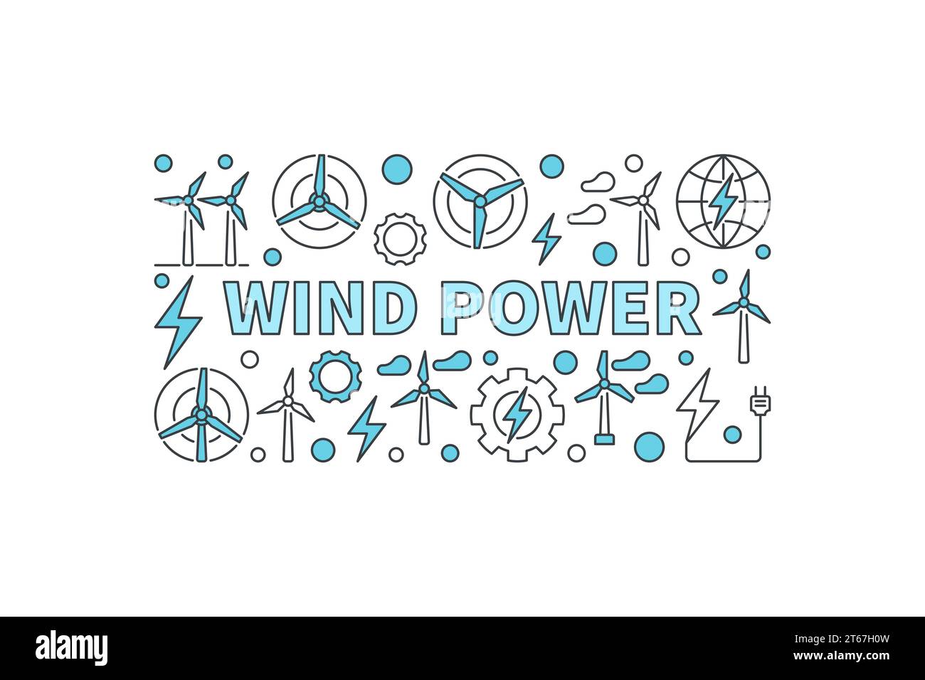 Wind power creative banner - vector minimal renewable energy concept ...