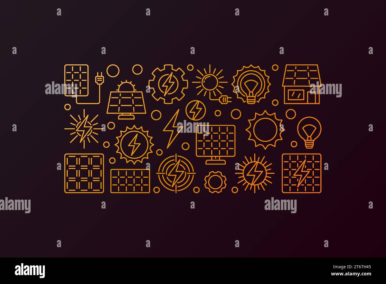 Solar energy concept illustration - vector golden banner made with ...