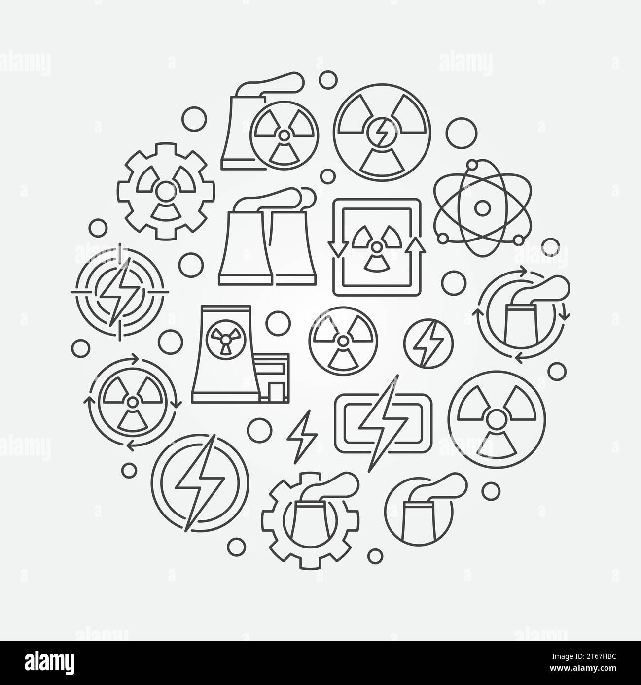 Nuclear energy round concept illustration. Vector nuclear power ...