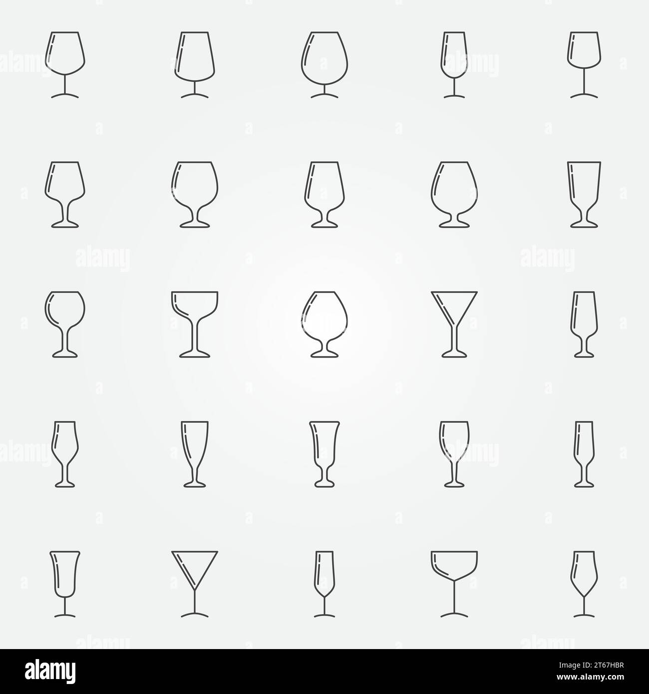 Wine glasses icons collection. Vector set of wine glasses minimal ...
