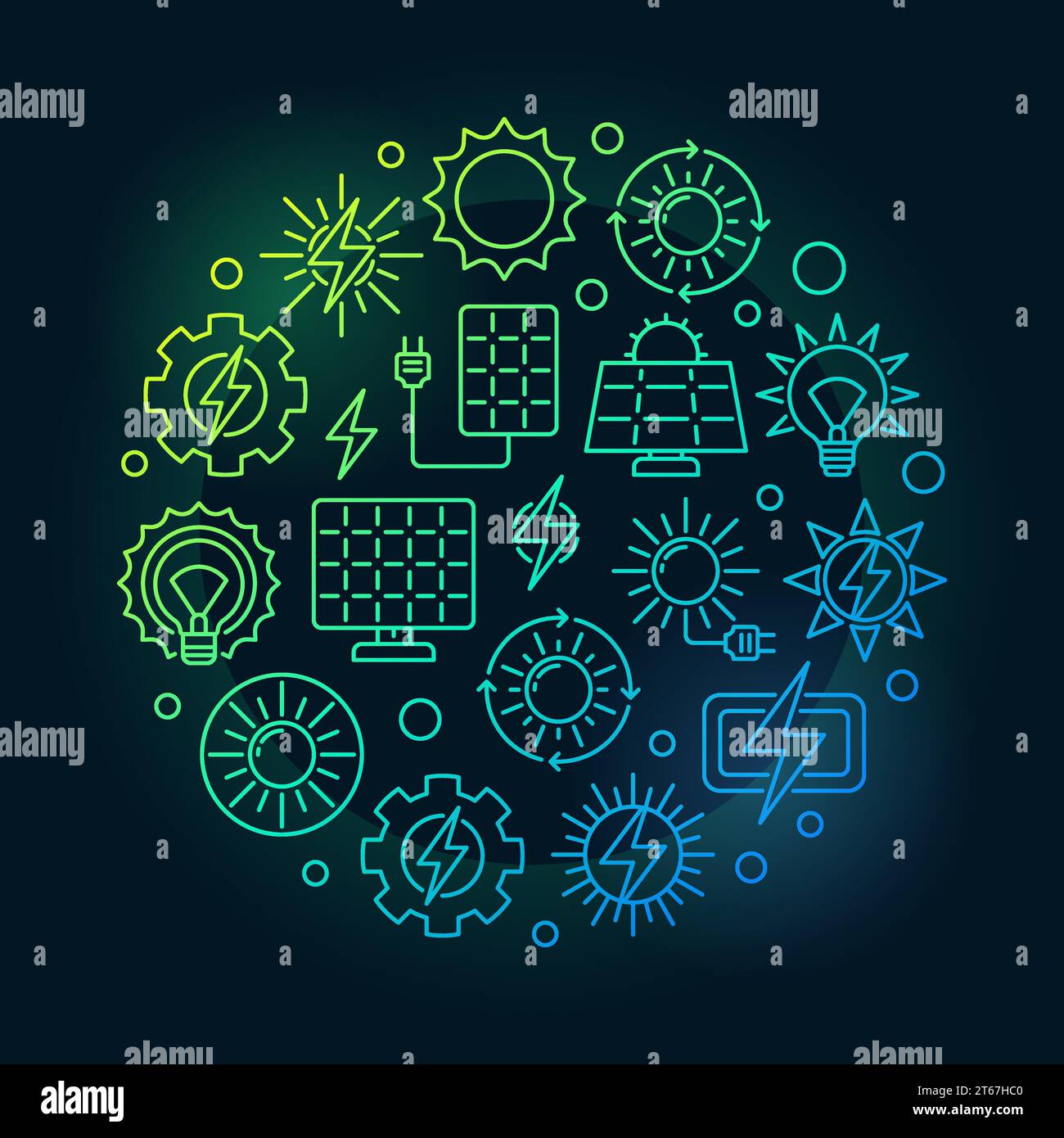 Solar power circular colorful illustration. Vector renewable solar ...