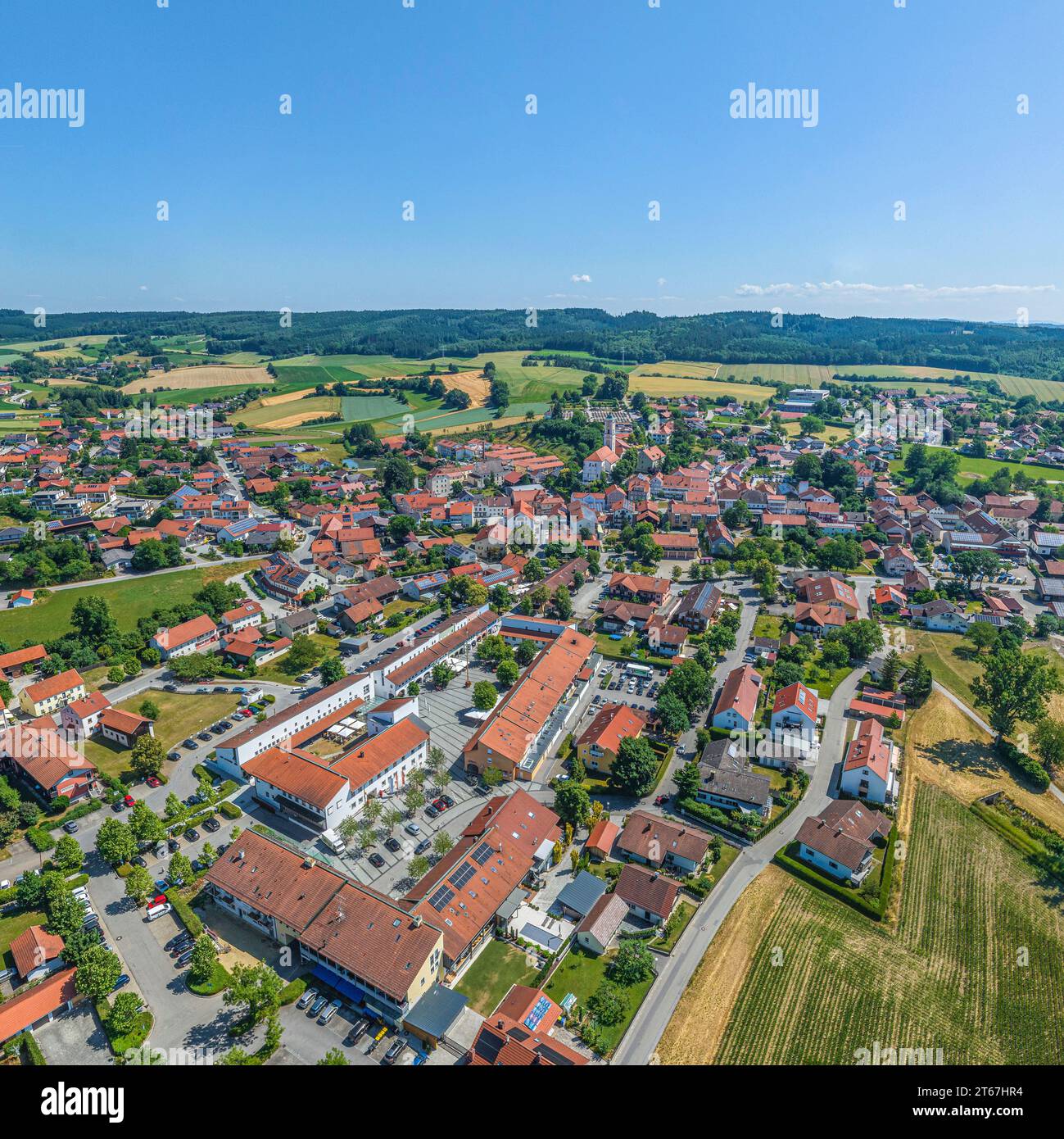 Aerial view to the spa resort of Bad Birnbach in the Lower Bavarian Spa ...