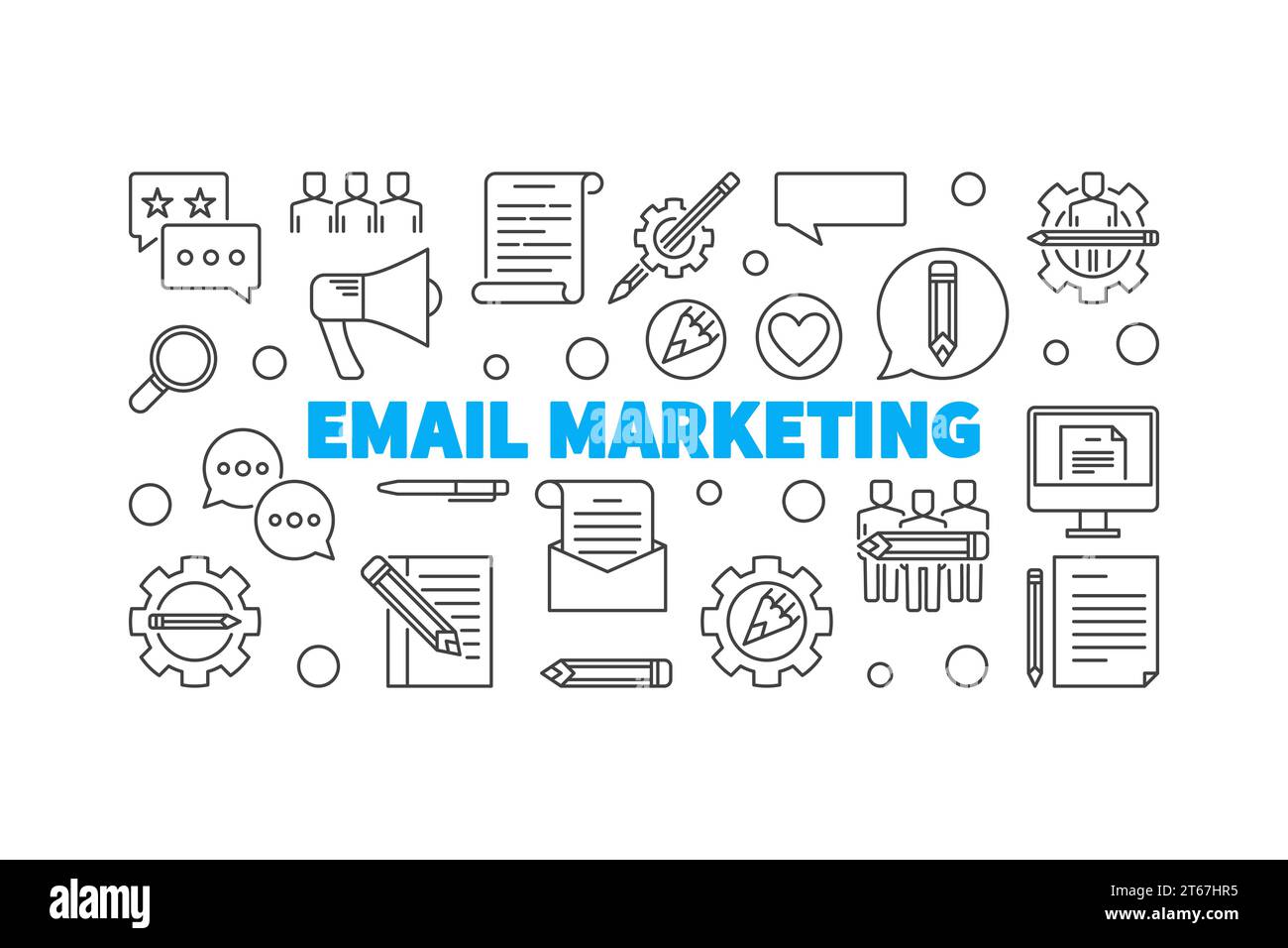 Email Marketing vector concept horizontal illustration made with ...