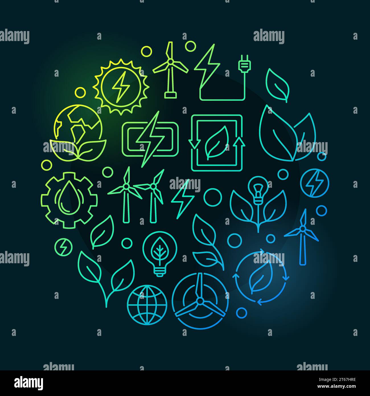 Renewable energy sources green illustration - vector round concept ...
