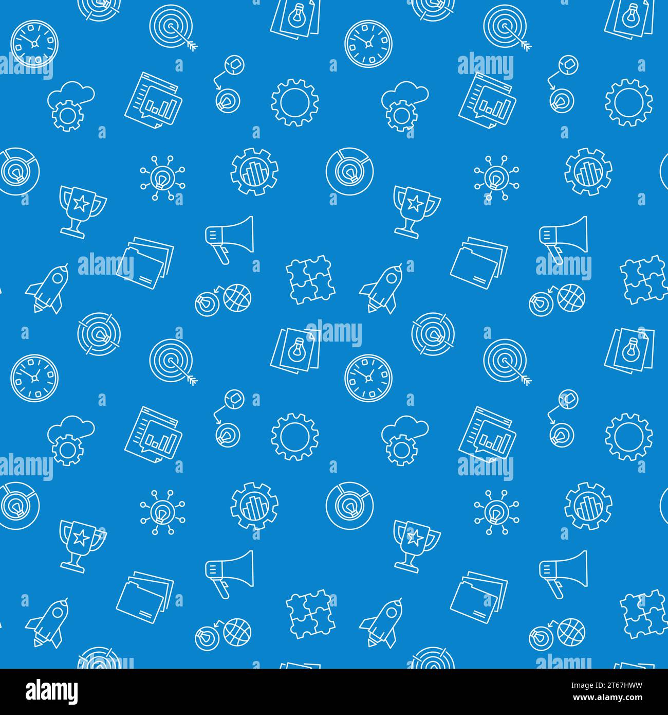 Start Up blue pattern. Vector seamless background made with outline ...