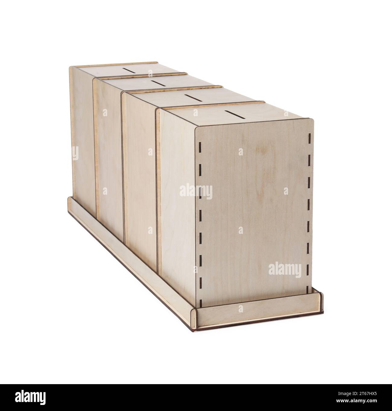 Wooden ballot boxes isolated on white. Election time Stock Photo - Alamy