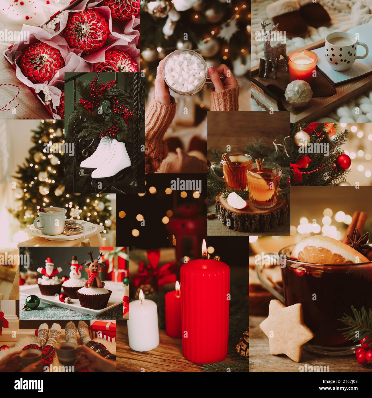 Christmas themed collage. Collection of festive photos Stock Photo - Alamy