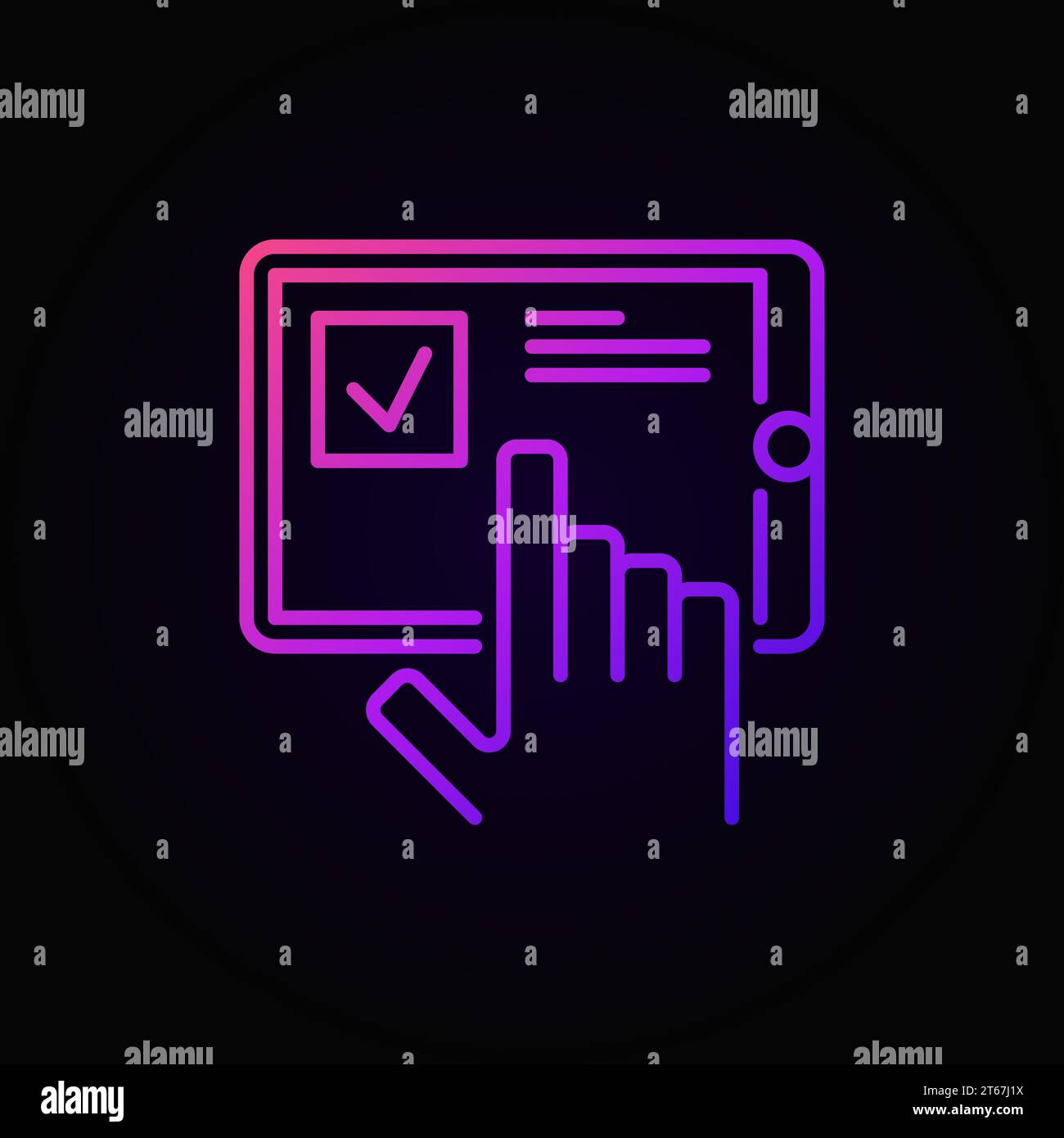 Hand with tablet colored icon - vector online survey concept symbol in ...