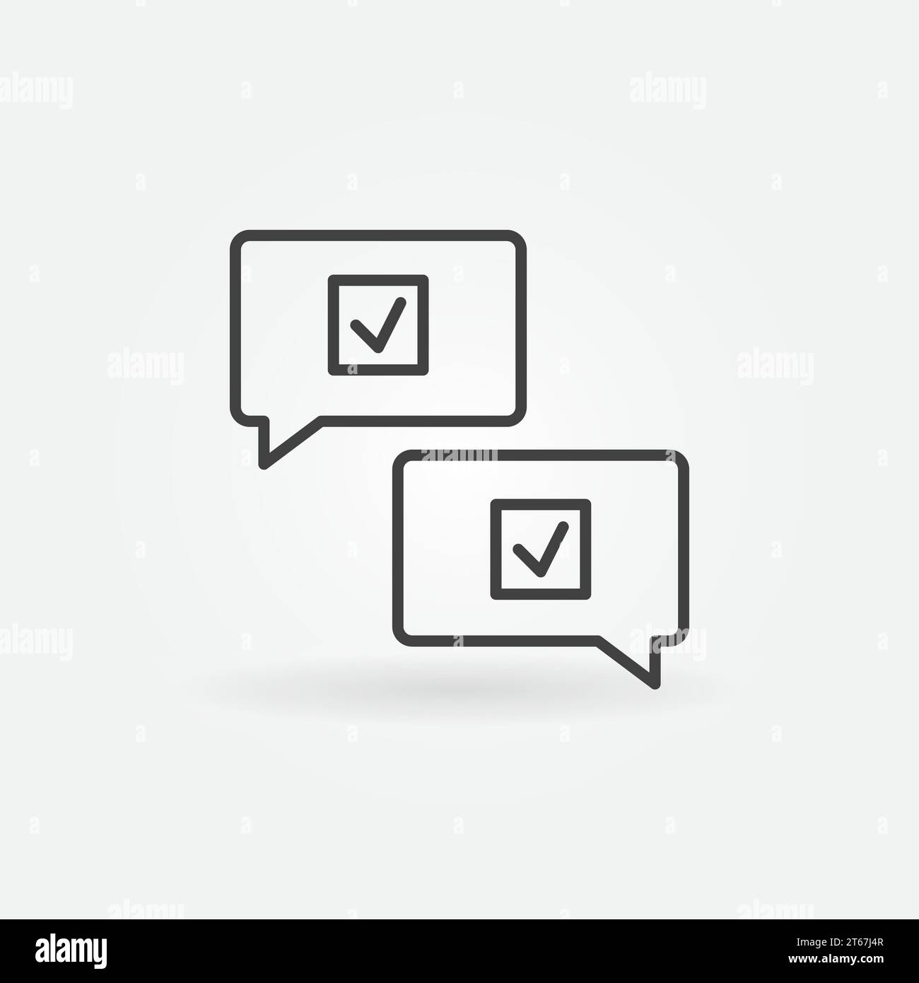 Check marks in speech-bubbles vector icon or sign in thin line style ...