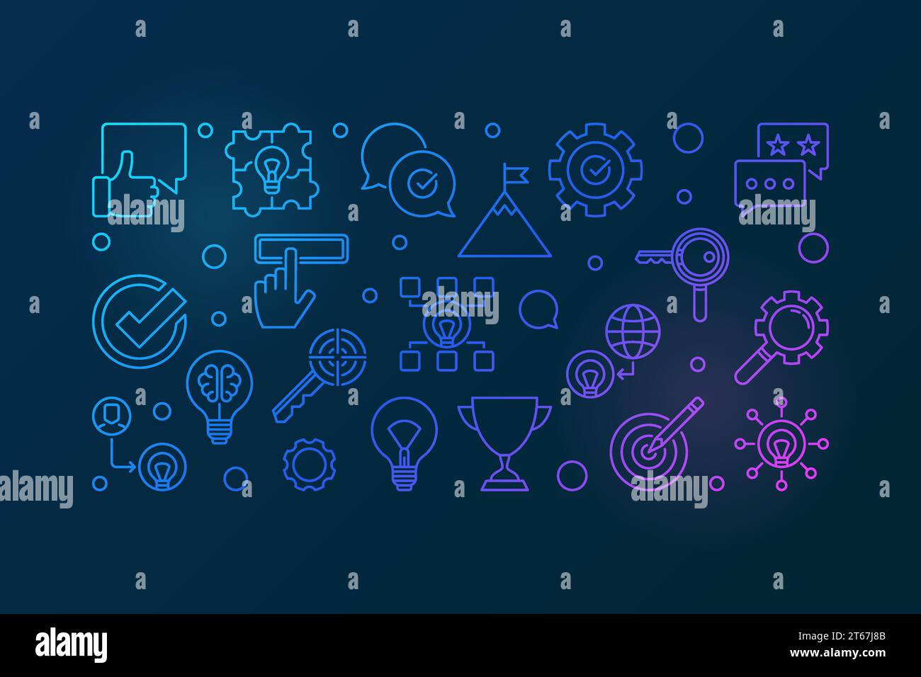 Brand vector bright horizontal banner or illustration in thin line ...