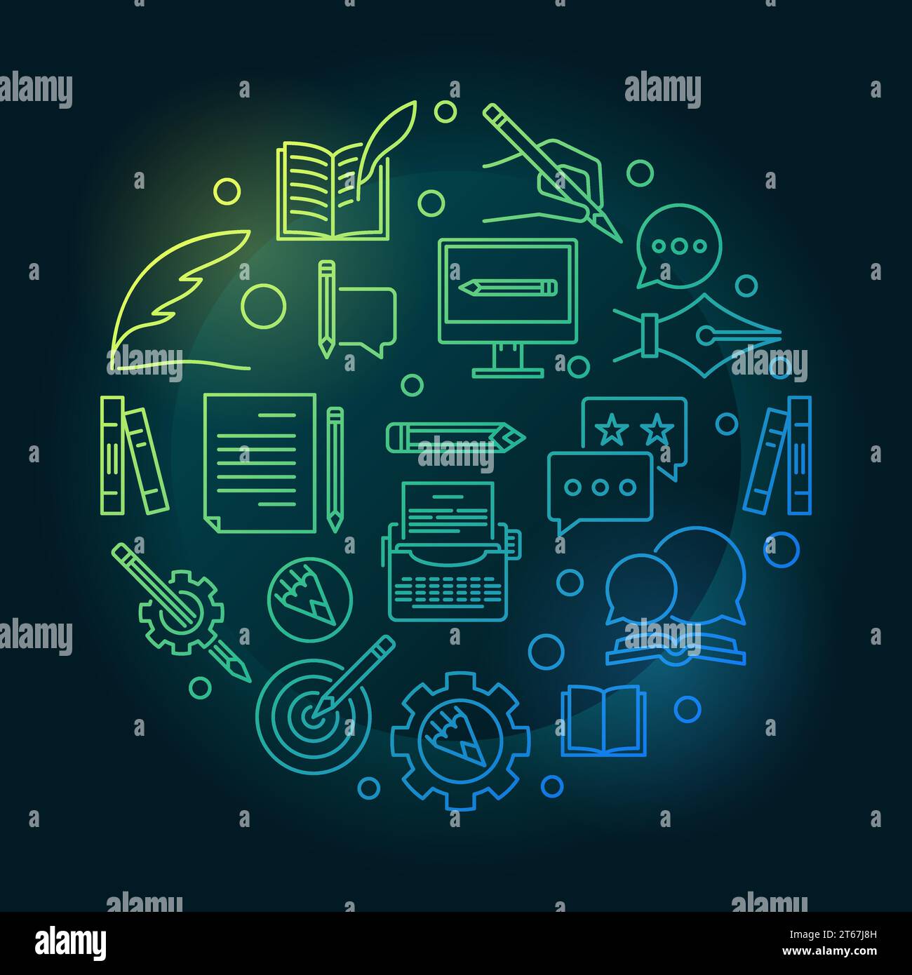 Author vector colored round concept illustration made with outline ...