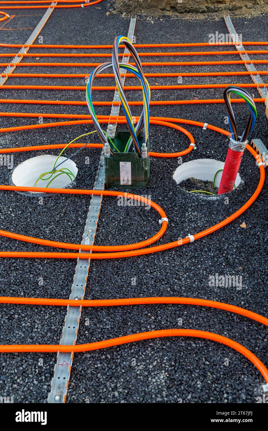 Underground heating being installed in road at Tromso, Norway ...