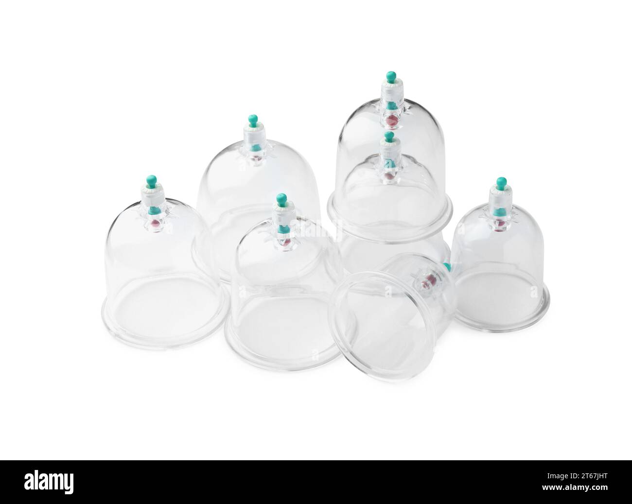 Plastic cups isolated on white. Cupping therapy Stock Photo - Alamy