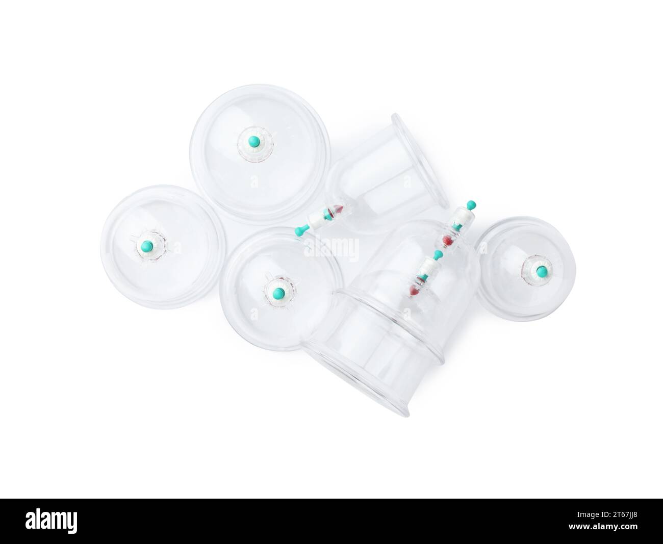 Plastic cups isolated on white, top view. Cupping therapy Stock Photo ...