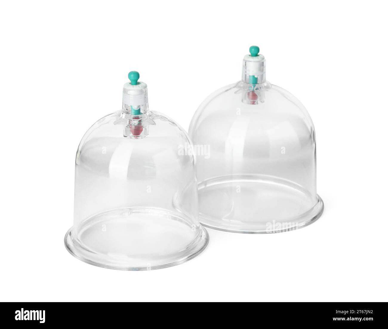 Plastic cups isolated on white. Cupping therapy Stock Photo - Alamy