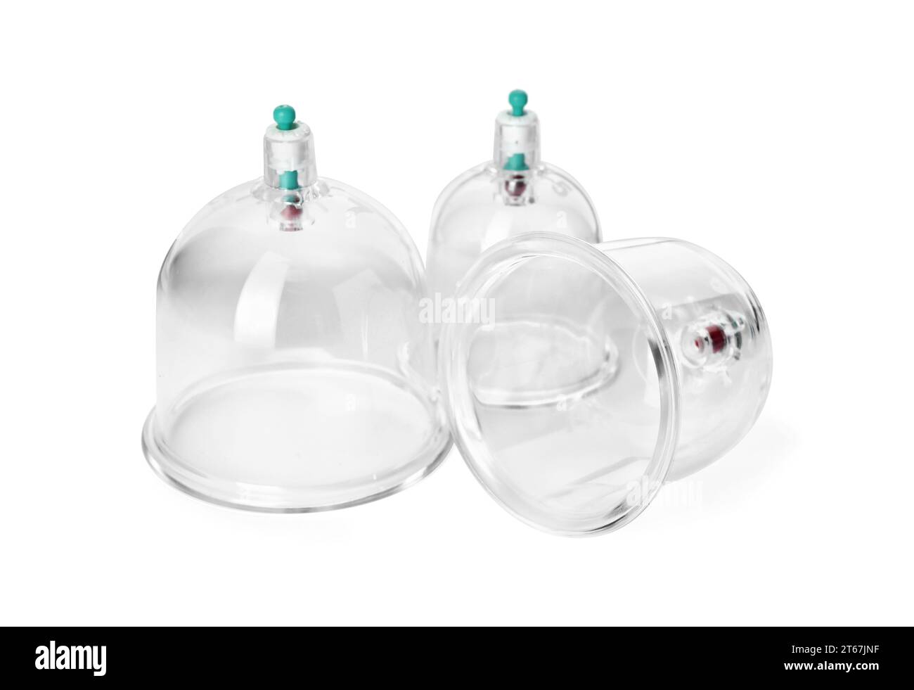 Plastic cups isolated on white. Cupping therapy Stock Photo - Alamy