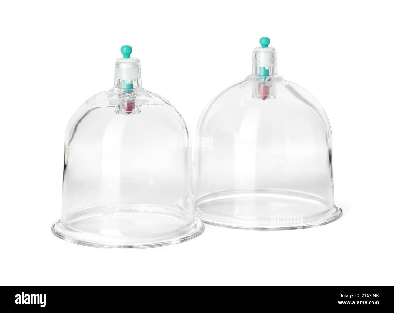 Plastic cups isolated on white. Cupping therapy Stock Photo - Alamy