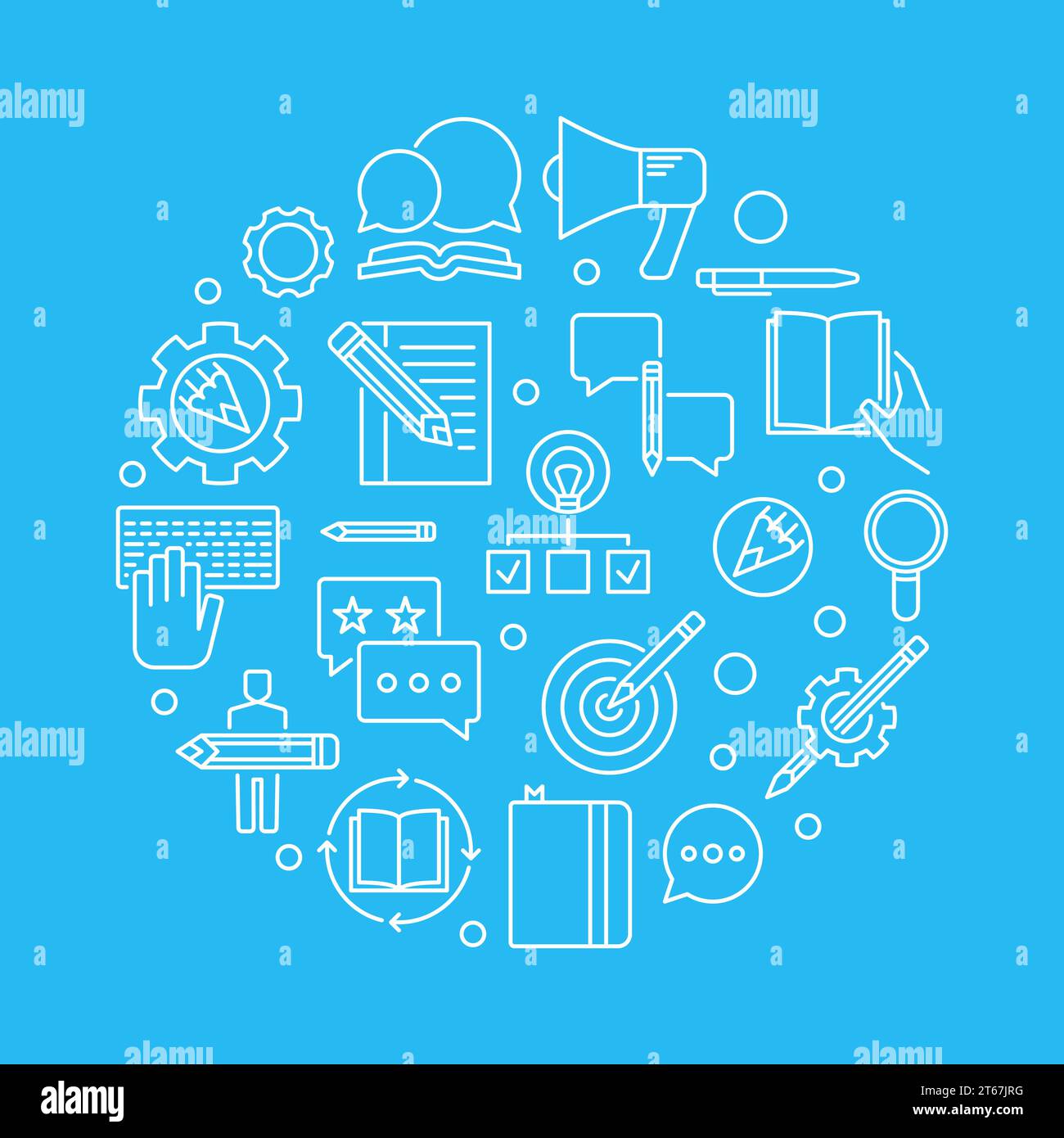 Content Strategy round vector concept illustration made with outline ...