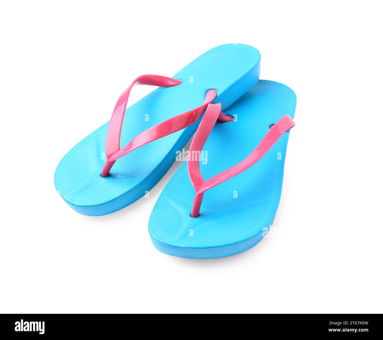 Stylish light blue flip flops isolated on white Stock Photo - Alamy