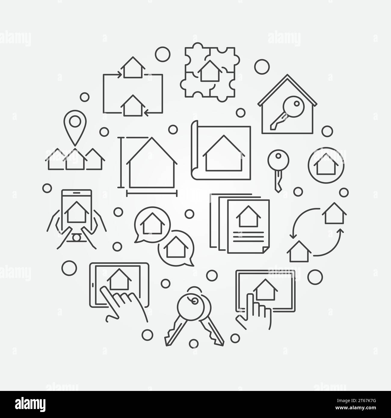 Real Estate outline vector circular modern illustration Stock Vector ...
