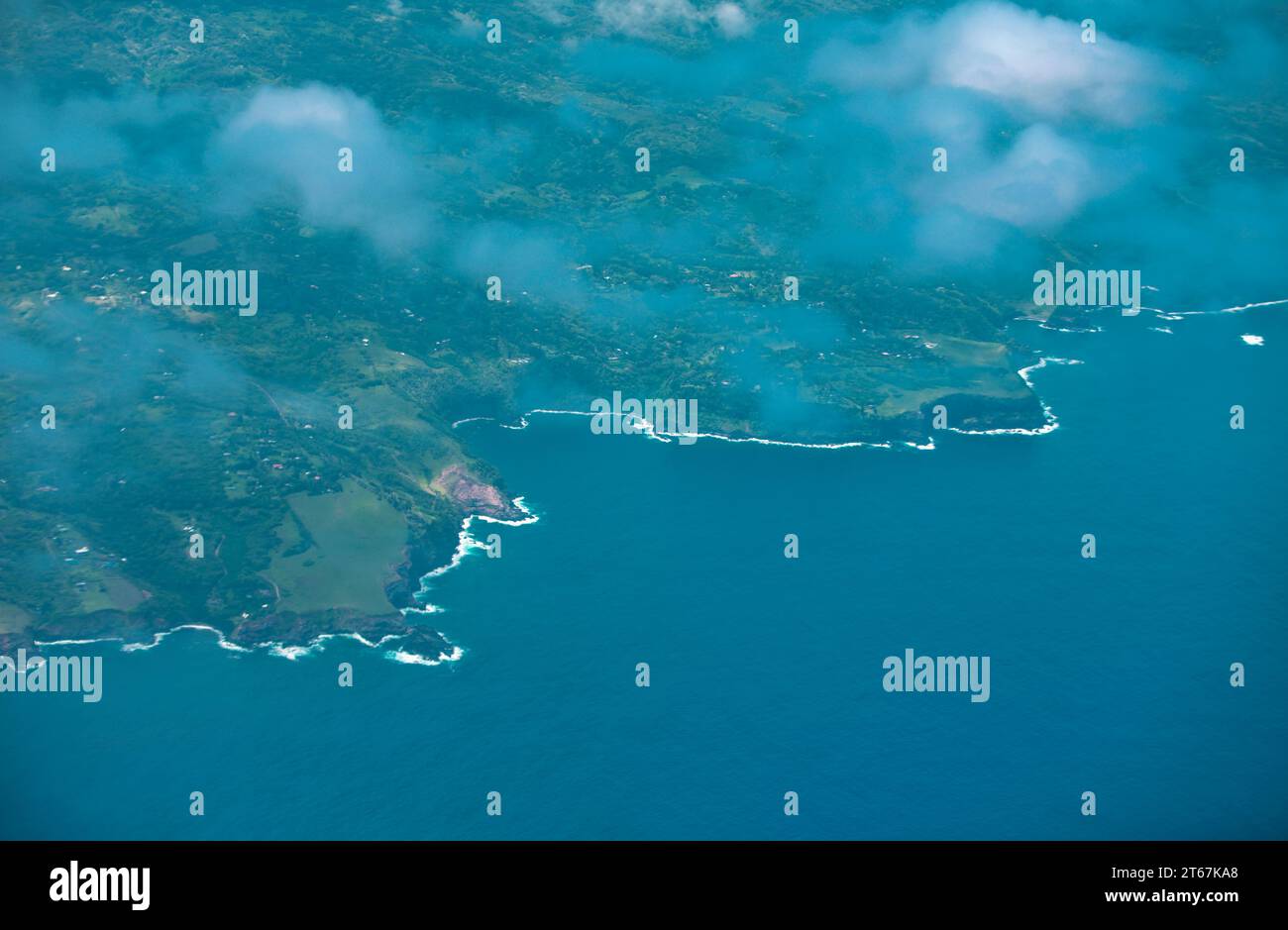 Aerial view over the ocean on west coast of Maui, Hawaii Stock Photo ...