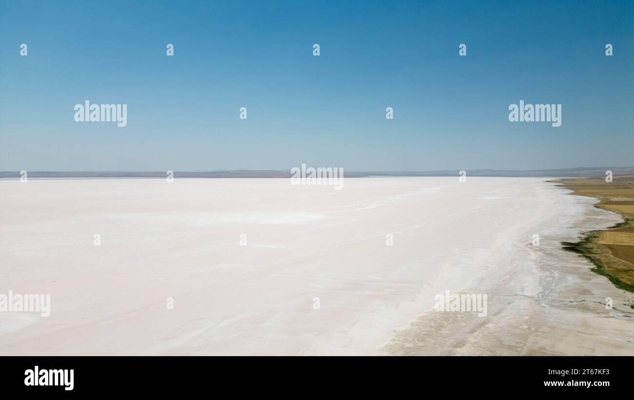 Salt Lake. Dried lake. Aerial view. It was shot in Ankara, Türkiye ...