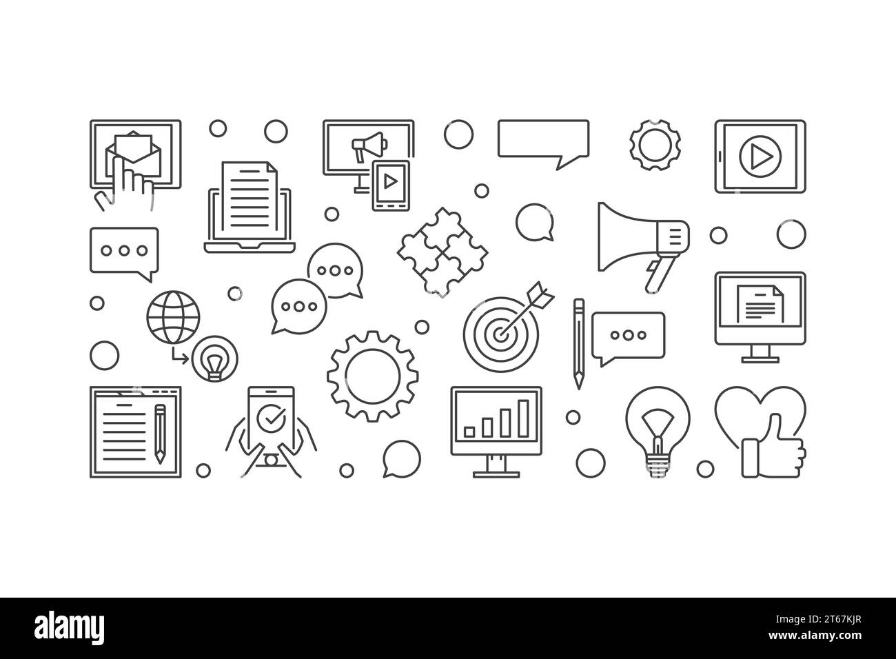 Digital Content outline vector horizontal banner or illustration Stock ...