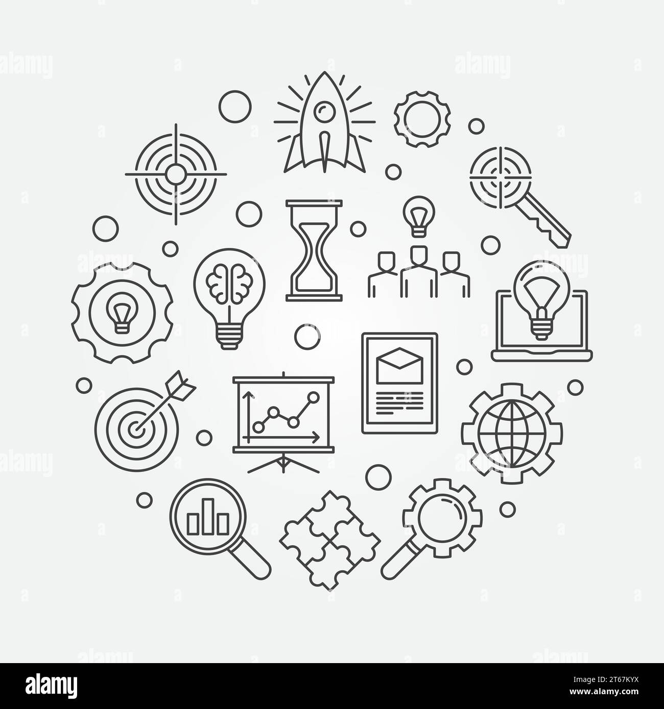 Research round vector simple illustration in thin line style Stock ...