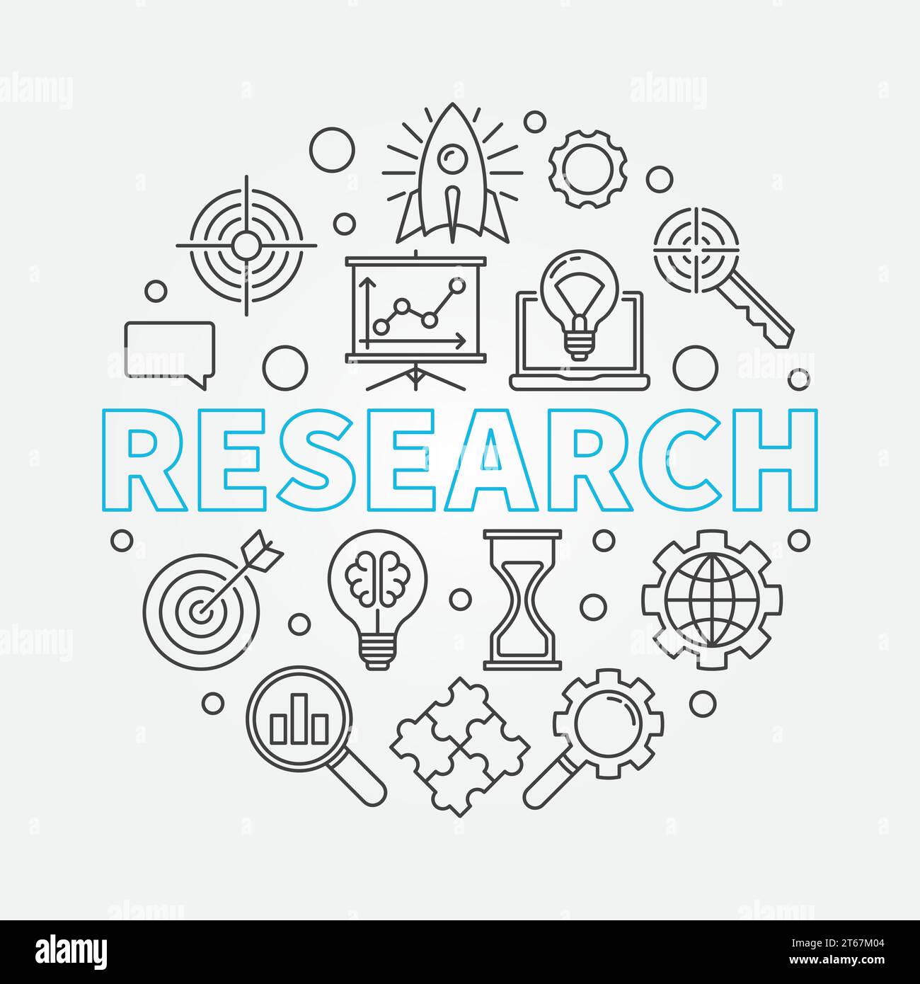 Research round vector illustration in thin line style Stock Vector ...