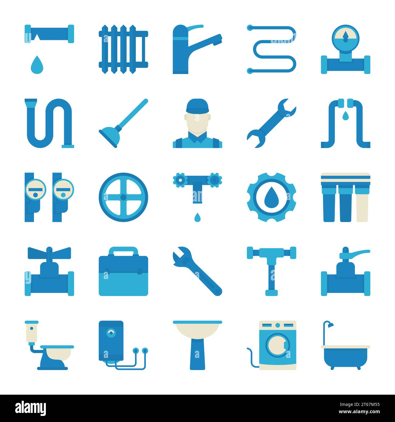 Plumbing icons set - vector flat concept symbols for plumbing service ...