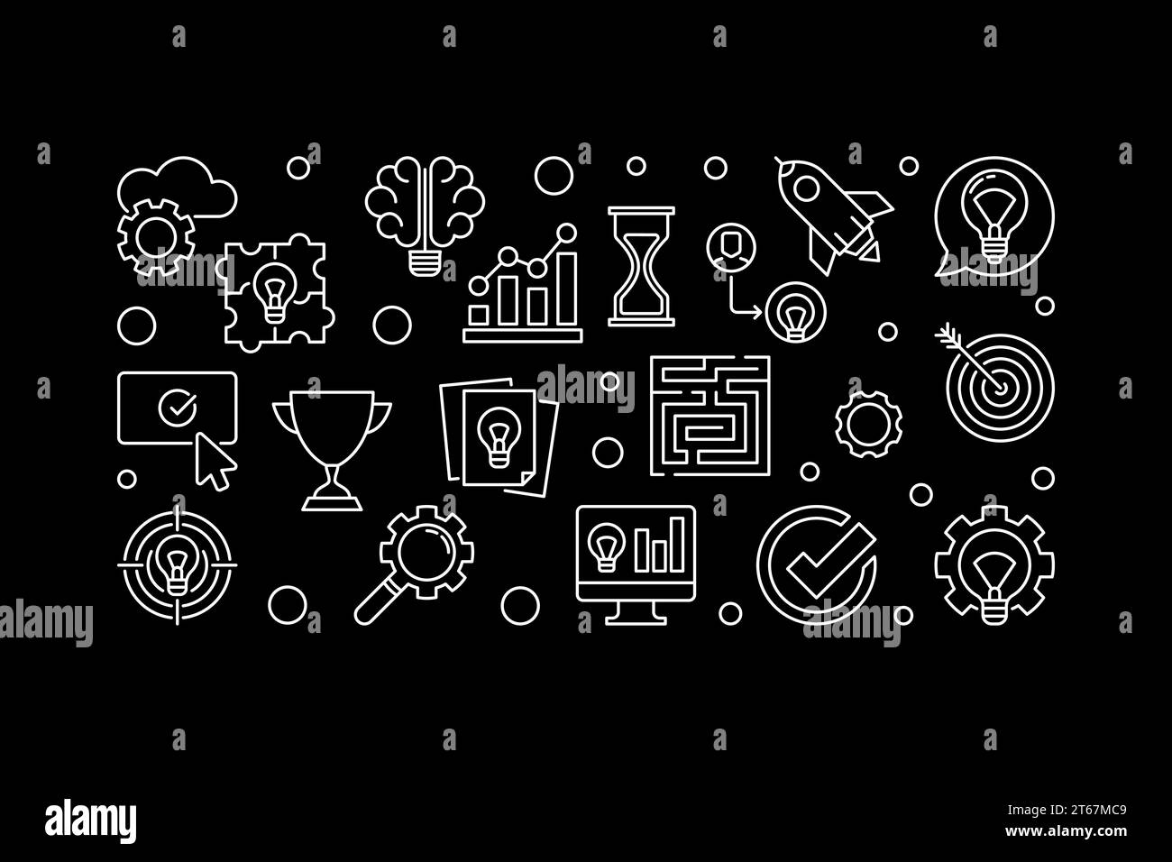 Brainstorming vector outline horizontal illustration. Brainstorm ...