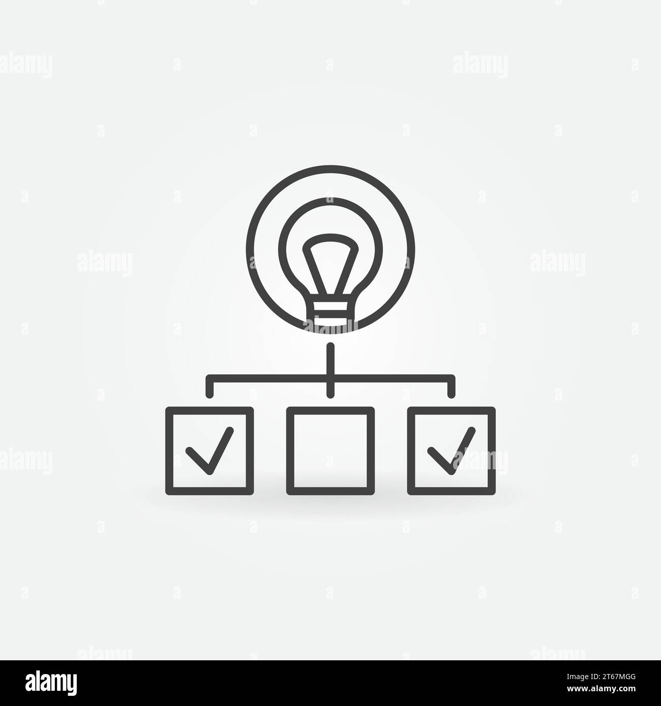 Hierarchy with bulb linear icon. Start-up concept symbol in thin line ...