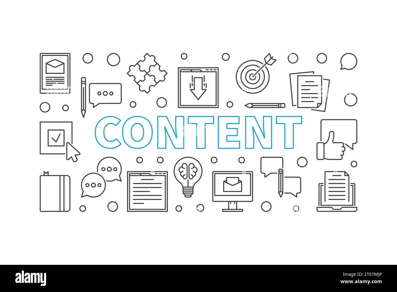 Content outline vector minimal horizontal banner or illustration Stock ...