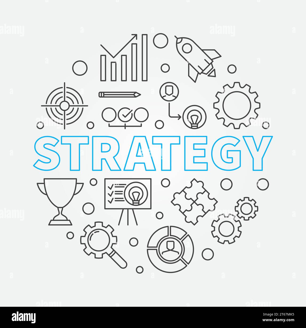 Strategy round vector minimal illustration in thin line style Stock ...