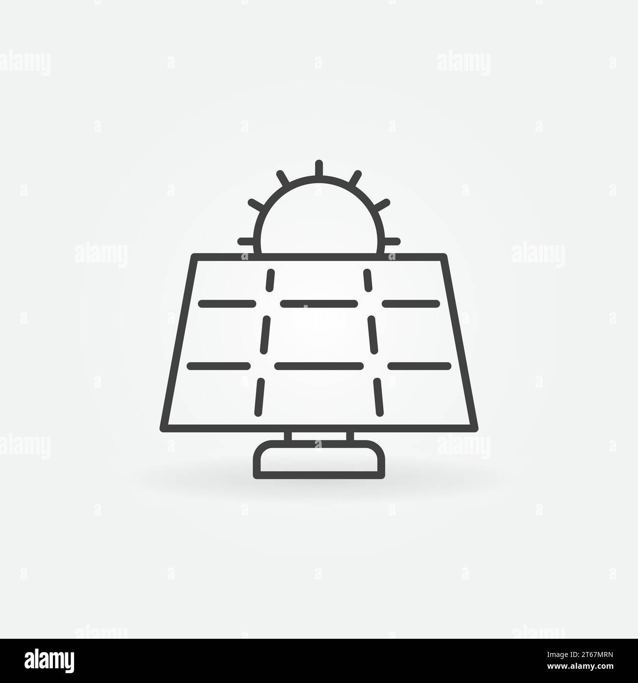 Sun and solar panel icon. Vector solar energy concept outline sign or ...