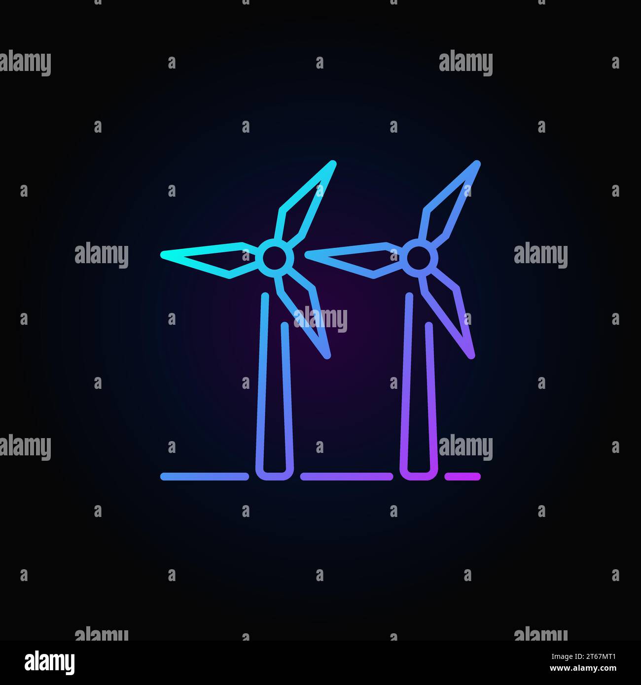 Two wind turbines colorful icon - vector wind farm concept symbol or ...