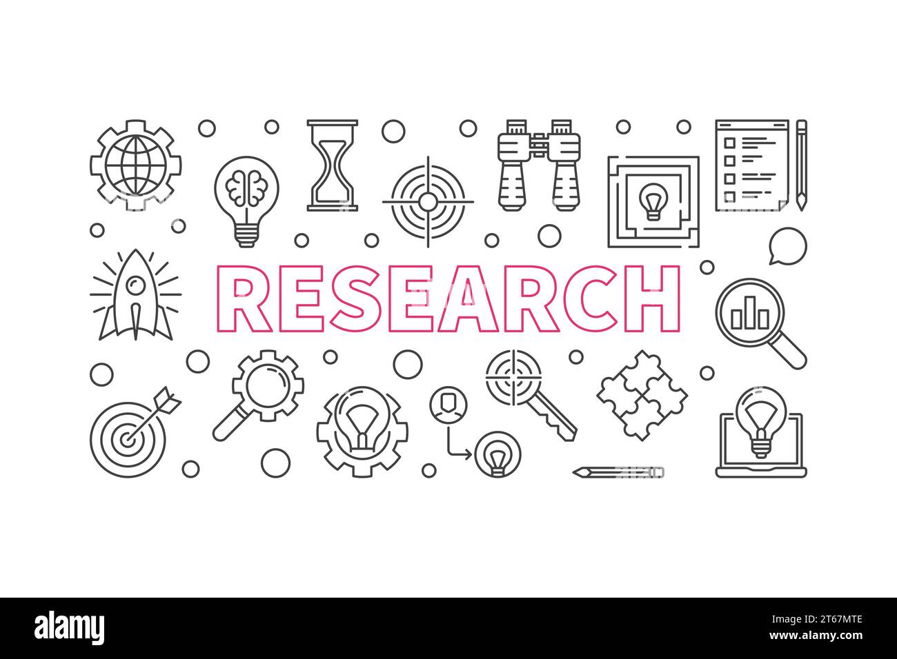 Research thin line vector minimal horizontal illustration Stock Vector ...