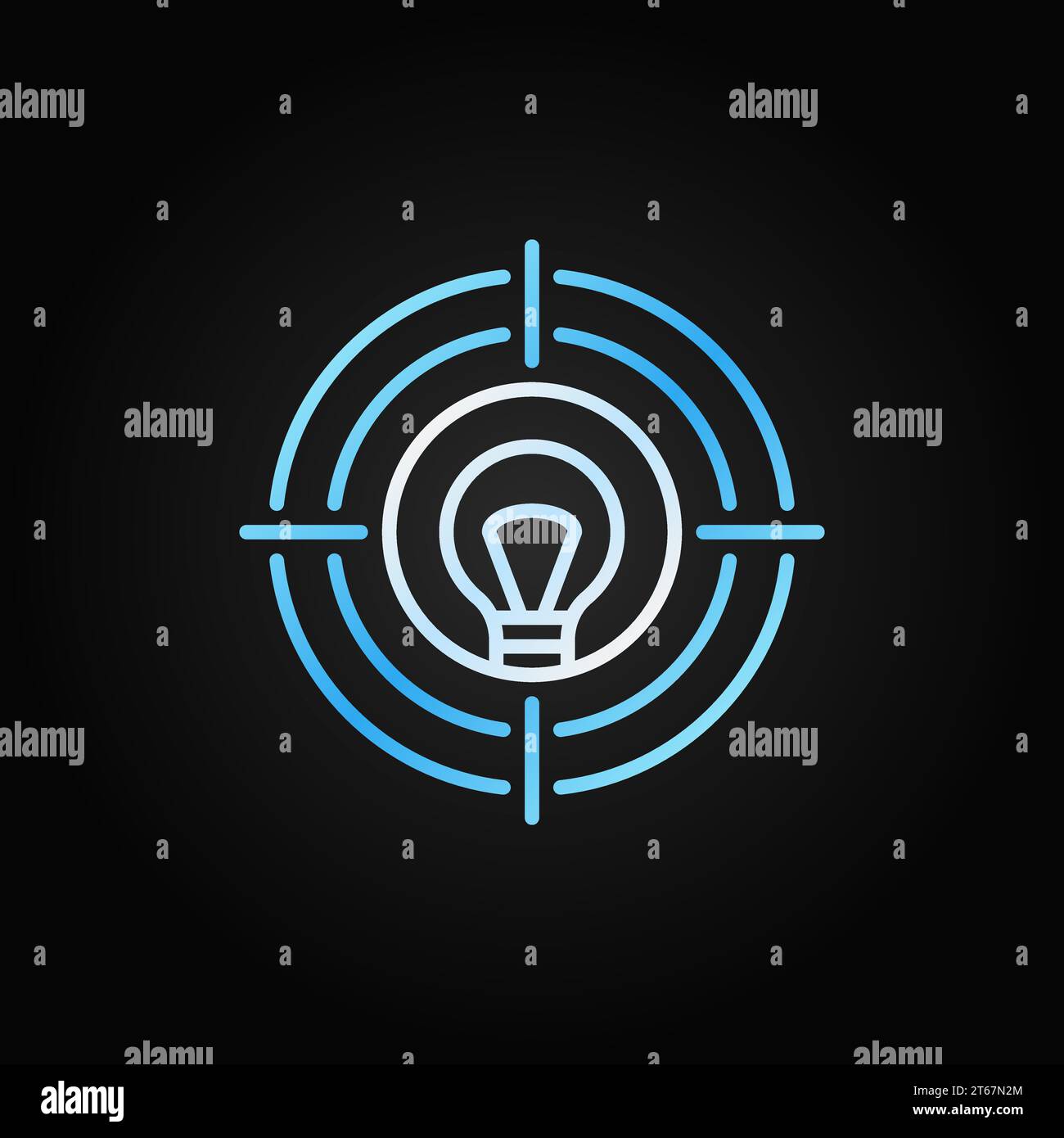 Lightbulb target vector colored icon or design element in thin line ...