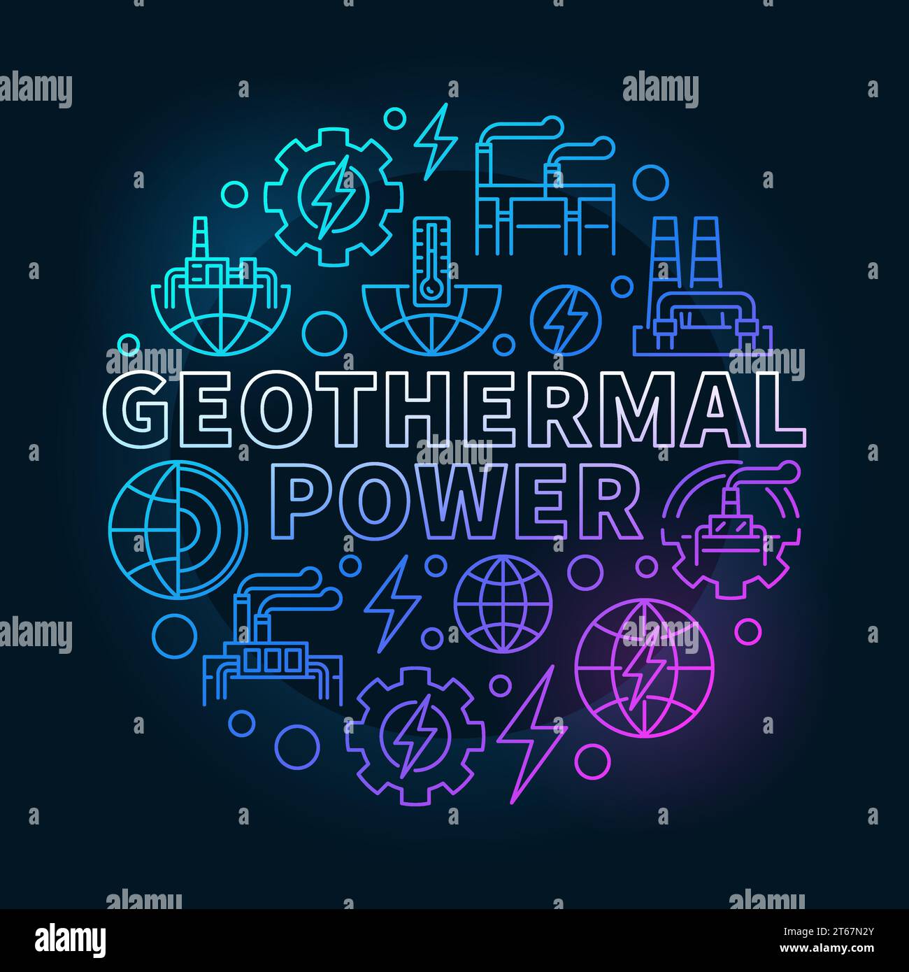 Geothermal power round colorful illustration - vector renewable energy ...