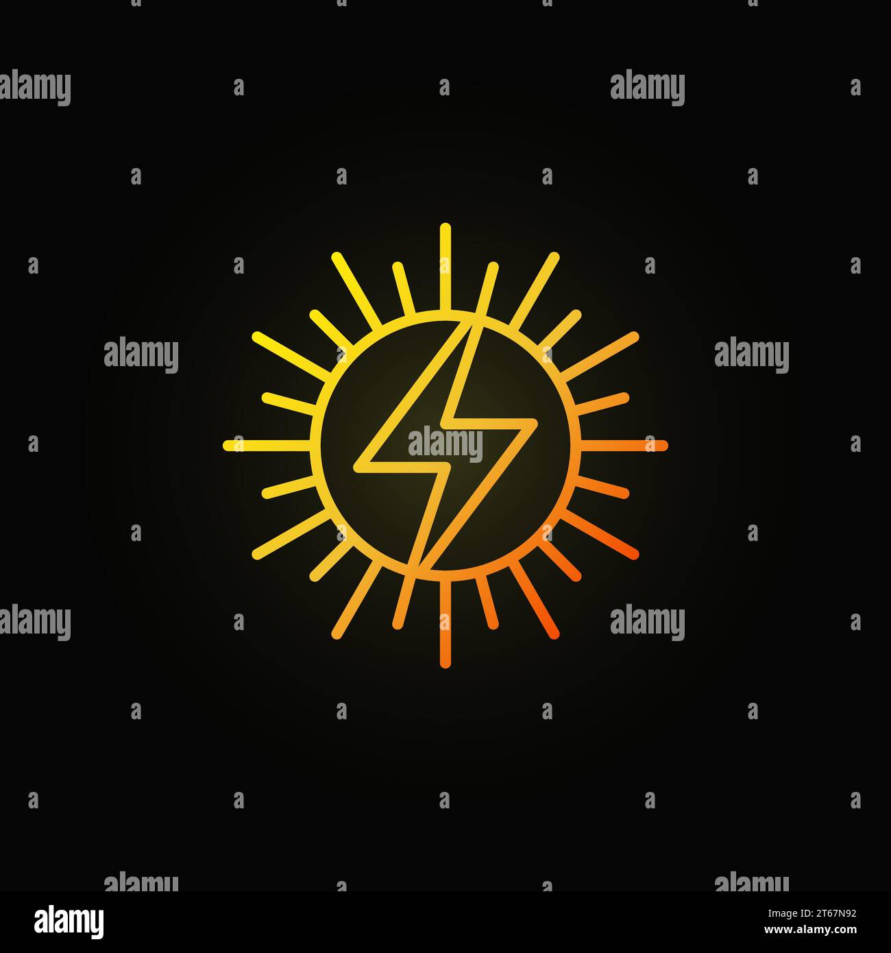 Sun concept colorful icon - vector solar energy sign in thin line style ...