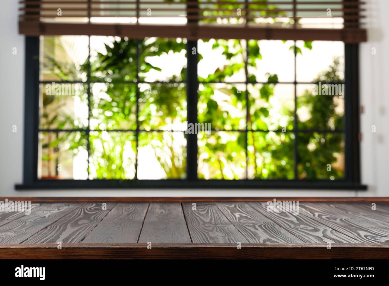 Empty wooden table against window indoors. Space for design Stock Photo ...