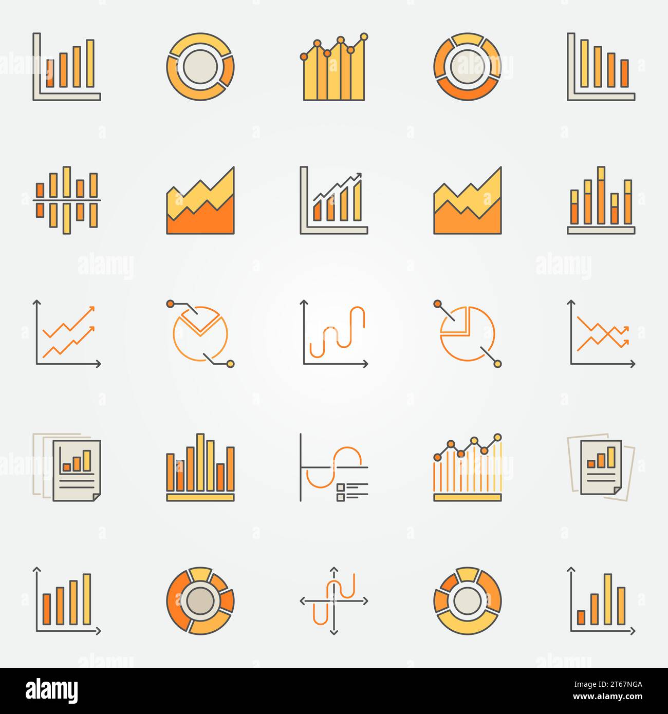 Colorful diagram and graph icons. Vector set of bar and pie chart ...