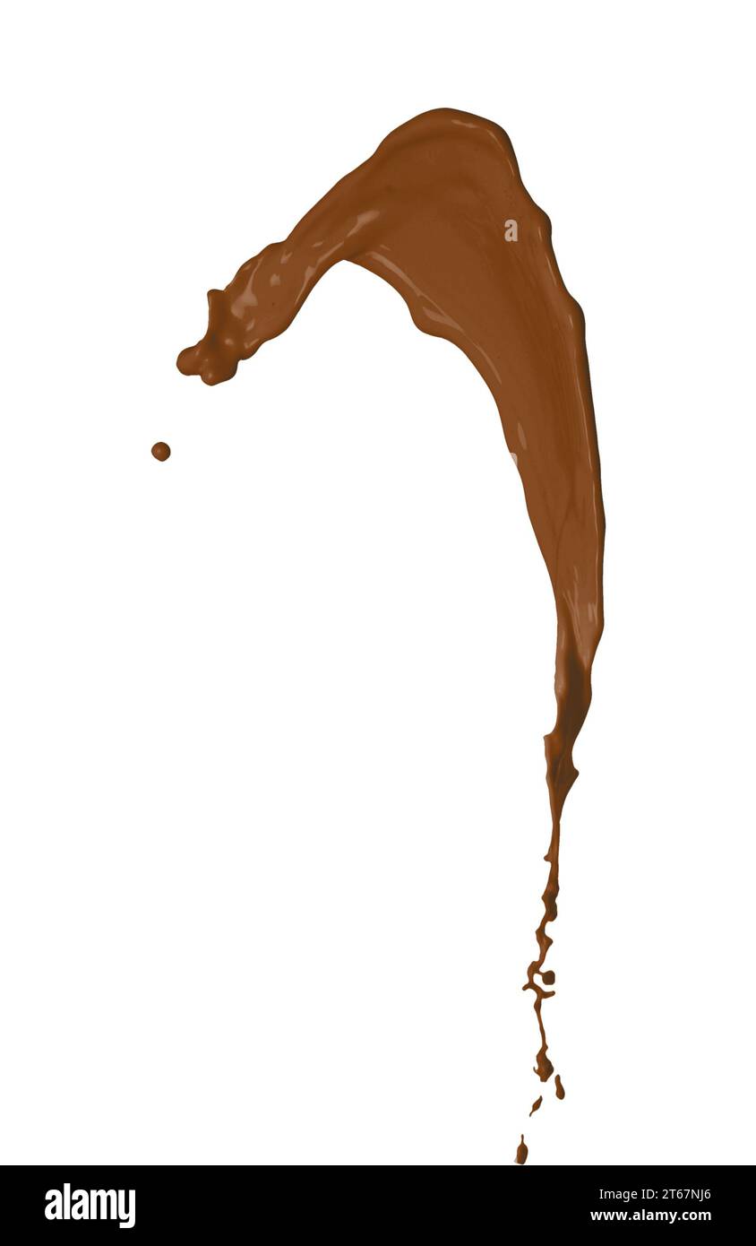 One chocolate color splash on white background Stock Photo - Alamy