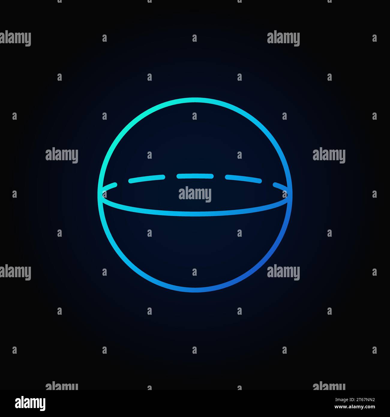Volume sphere blue icon - vector geometric shape concept linear symbol ...