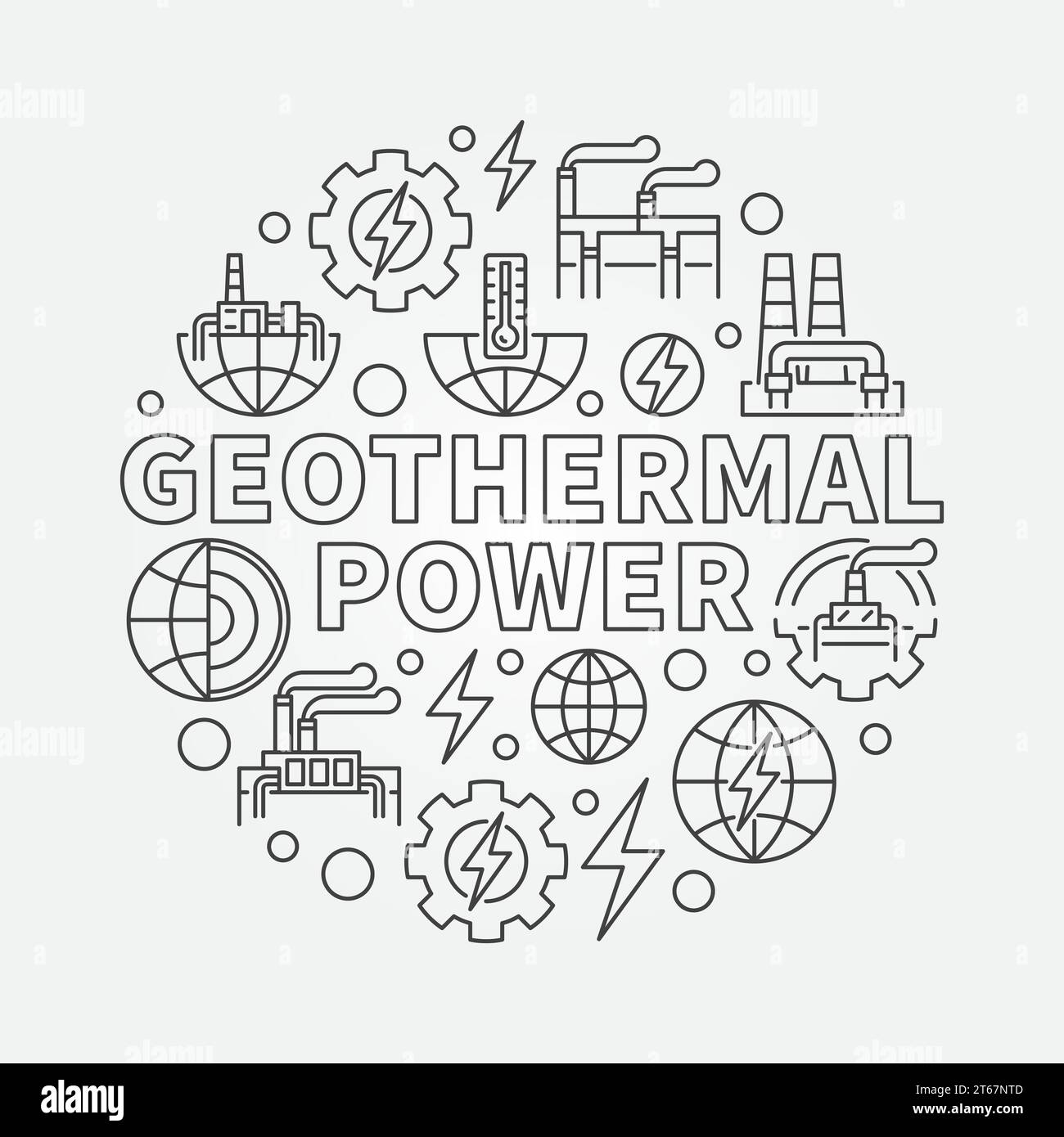 Geothermal power round illustration - vector renewable energy concept ...