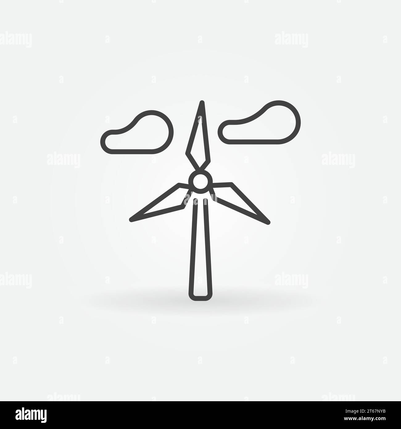 Wind generator icon. Vector wind turbine and clouds thin line symbol or ...
